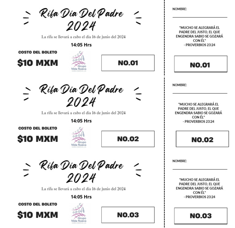 Boleto Rifa Con Causa Simple Blanco y Negro | PDF