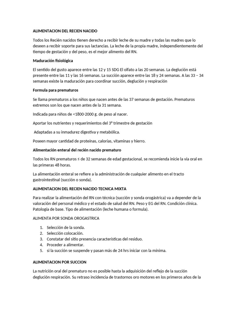 Alimentación del Recién Nacido: Guía Esencial | PDF | Desarrollo humano