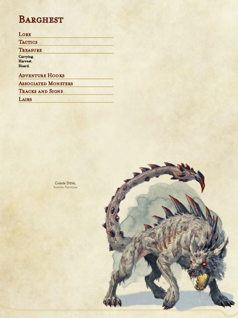 Barghest: D&D 5E Stat Block and Lore | PDF