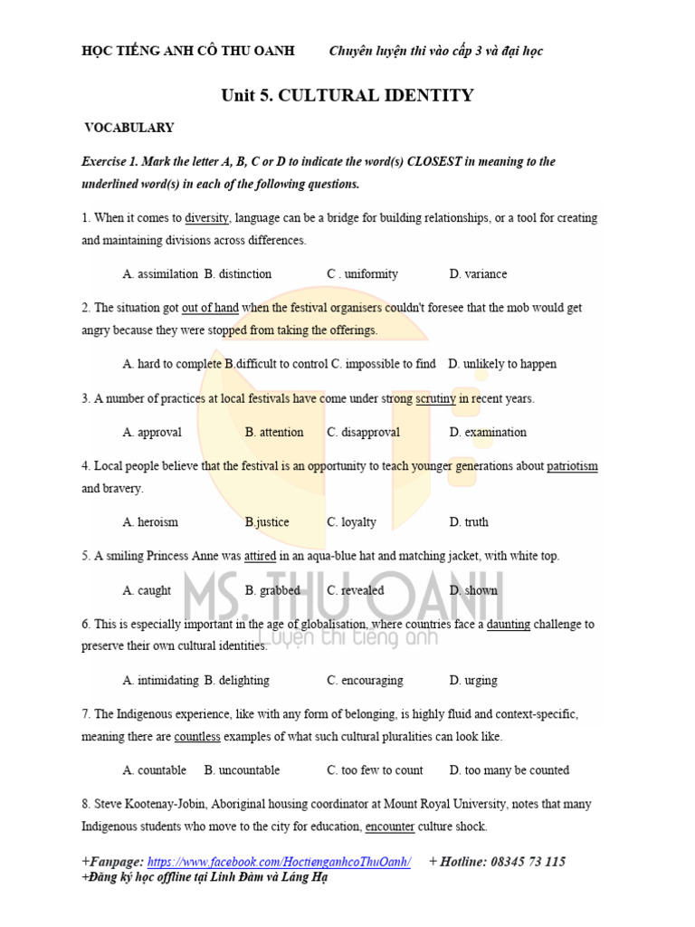 Unit-5.-Culture.Grade-12hw | PDF