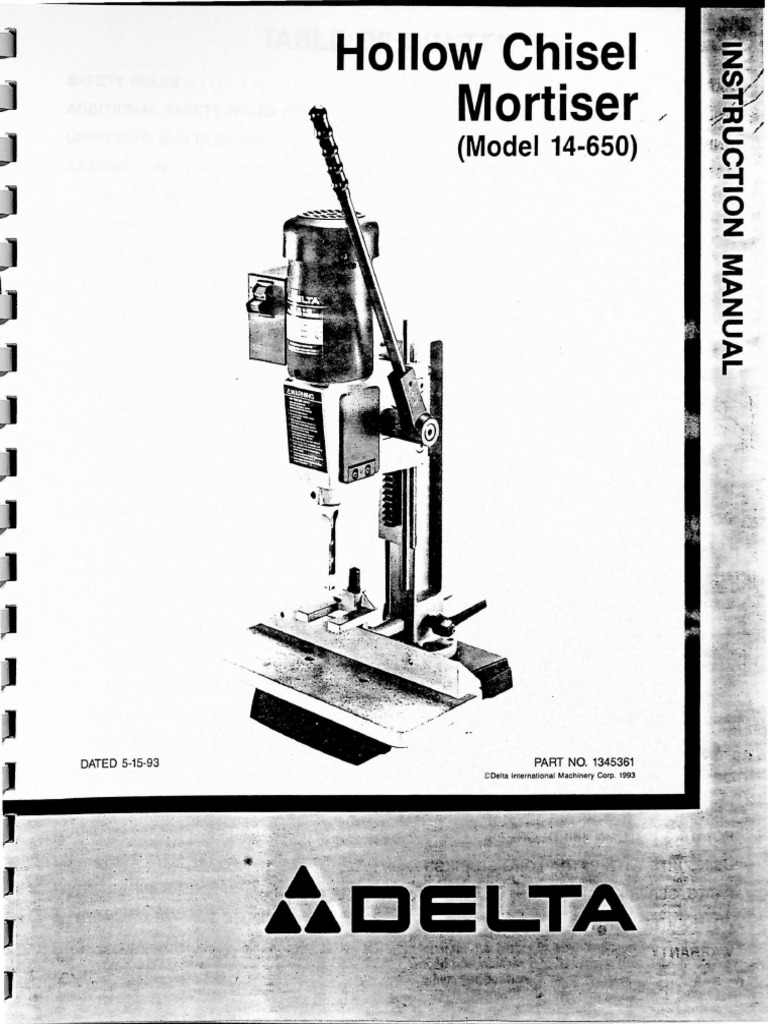 Hollow Chisel Mortiser: (Model 14-650) | PDF | Electrical Connector | Screw