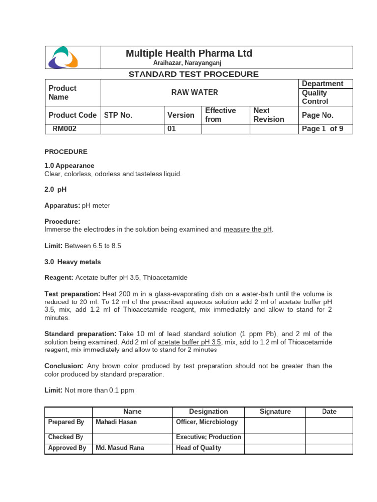 raw-water-testing-procedure-up-pdf-colony-forming-unit-ph