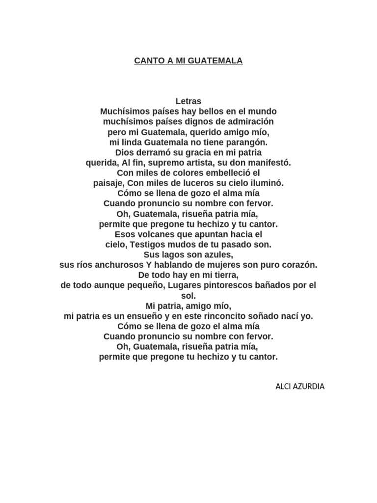 Canto a mi Guatemala: Letra y Significado | PDF