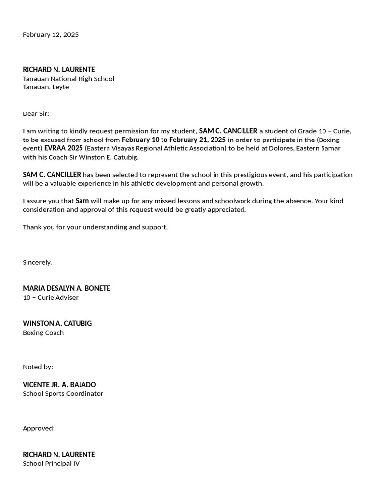 request letter sam | PDF