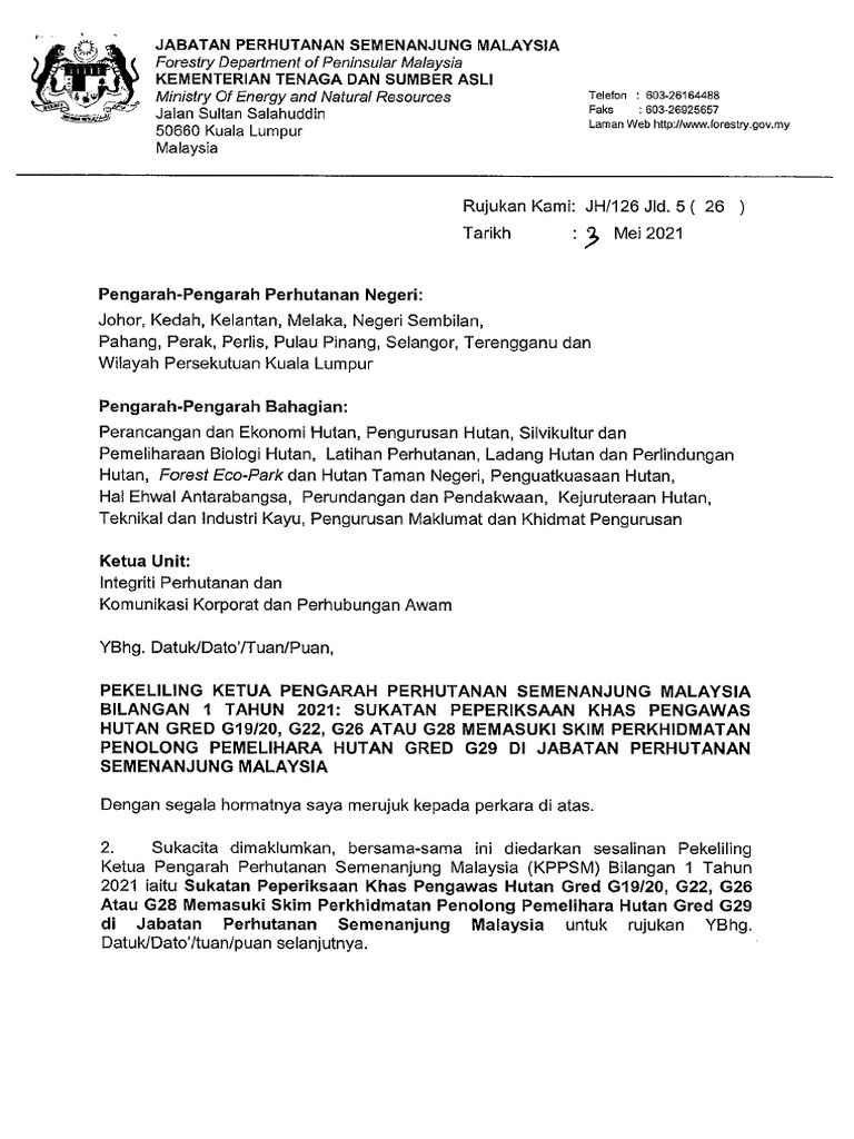 2021 Sukatan Peperiksaan Khas Pengawas Hutan | PDF