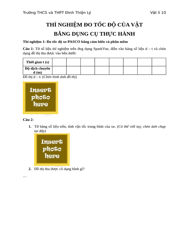 Phieu bao cao thi nghiem - do toc do-1 | PDF