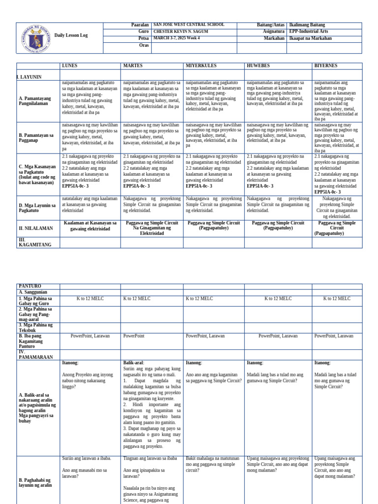 DLL Week 4-q4 Epp 5 | PDF