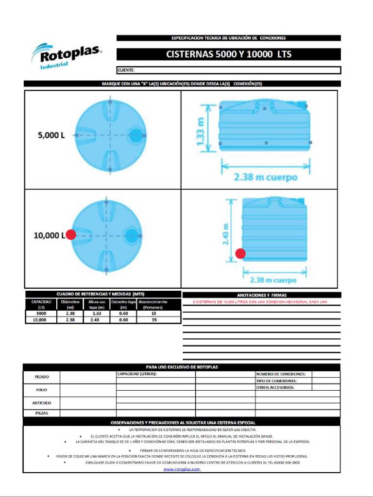 HOJA TECNICA CISTERNA 5000 Y 10000 Machote | PDF