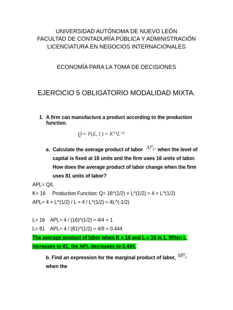 Ejercicio 5 Teams Etd | PDF | Marginal Cost | Labour Economics