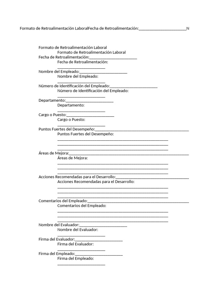 Formato de Retroalimentación Laboral | PDF