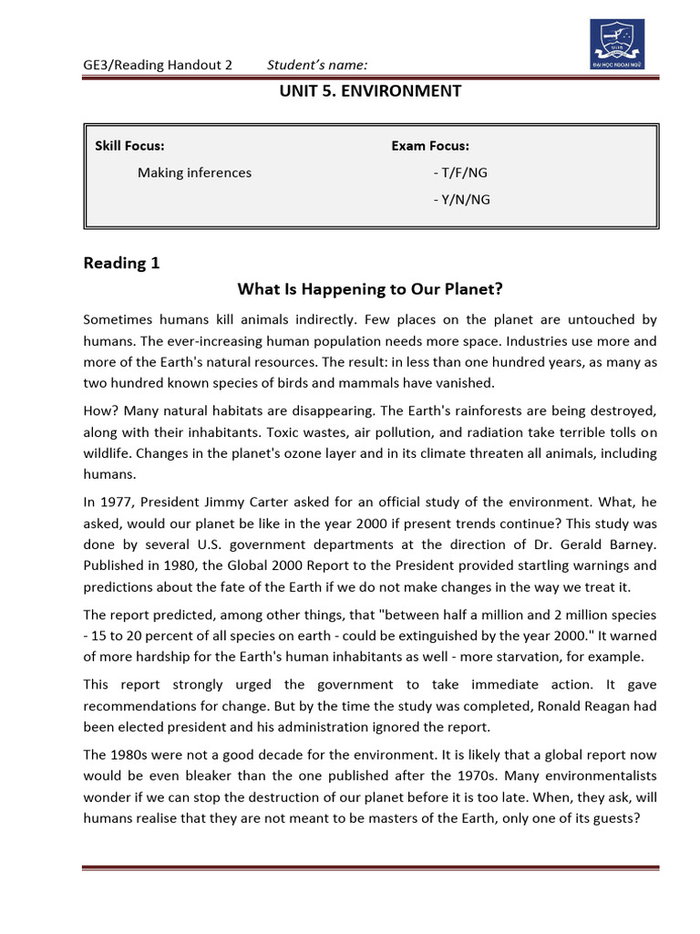 GE3 - Reading Handout 5 For Ss | PDF | Smog | Air Pollution