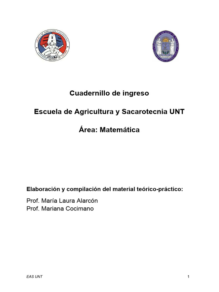 Cuadernillo Matematica Ingreso Eas 2025 | PDF | Sustracción | División (Matemáticas)