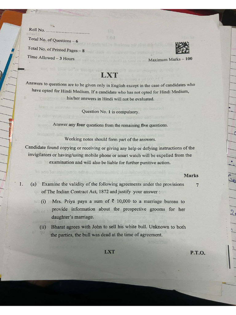 Business law ca foundation jan 2025 paper | PDF