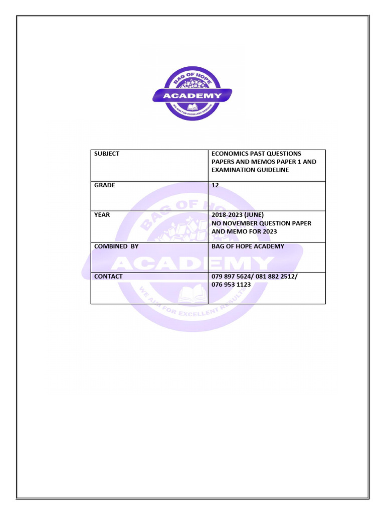 Economics G 12 Past Papers 1 | PDF | Gross Domestic Product | Business ...