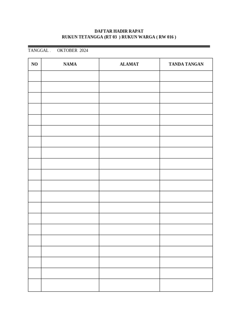 Daftar Hadir Rapat | PDF