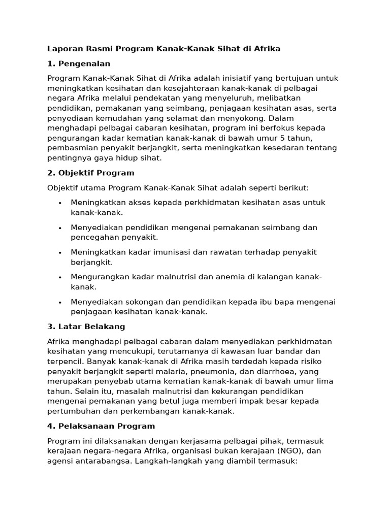 Laporan Rasmi Program Kanak | PDF
