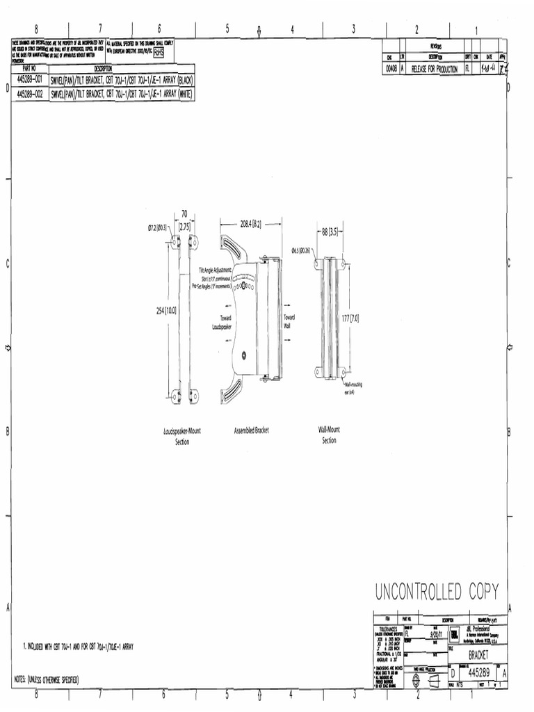CBT 70J-1 Swivel Tilt Wall Bracket Drawing | PDF