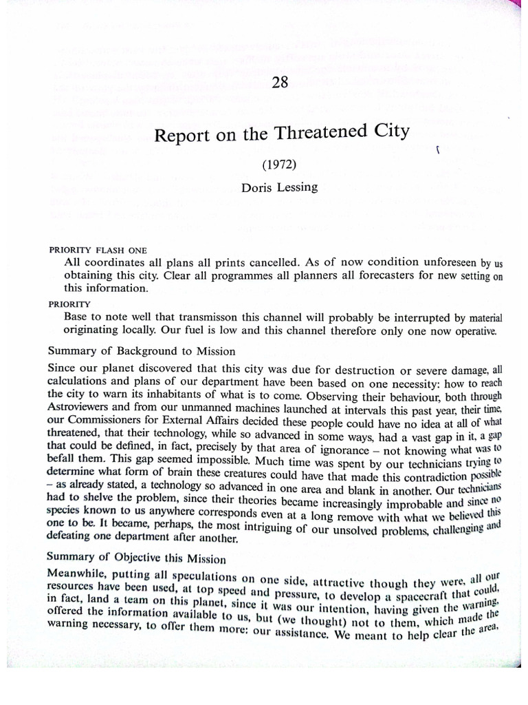 Report on the Threatened City | PDF