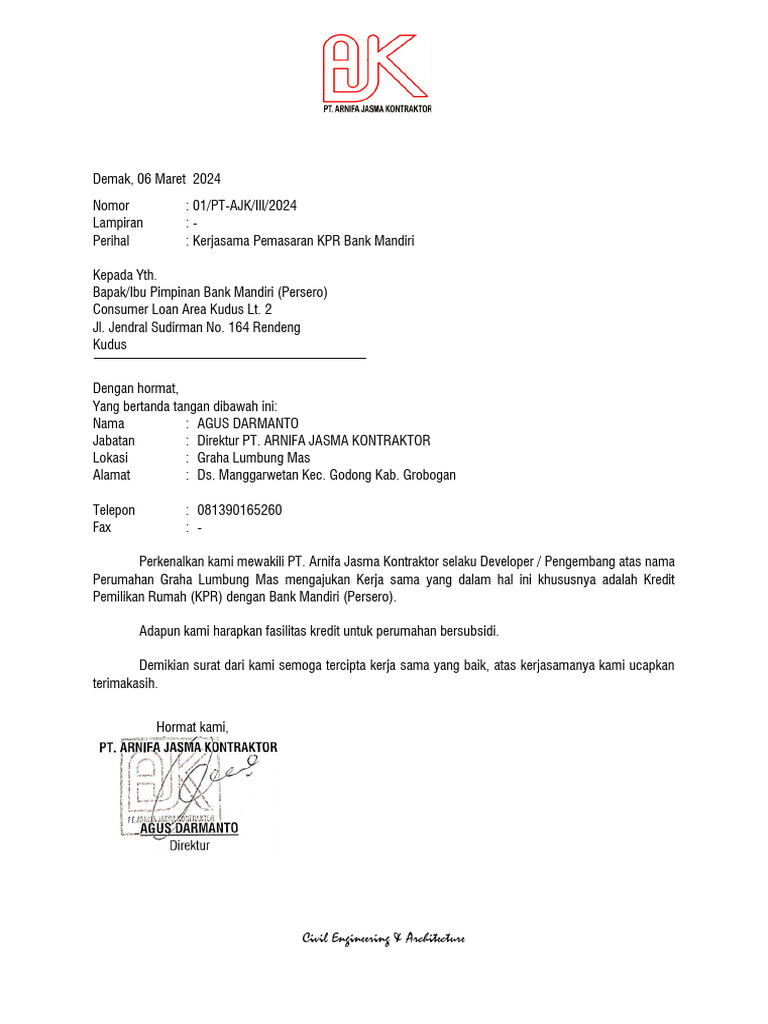 Surat Permohonan PKS | PDF