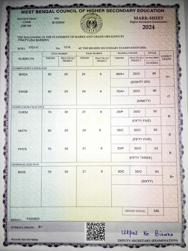 Hs Marksheet | PDF