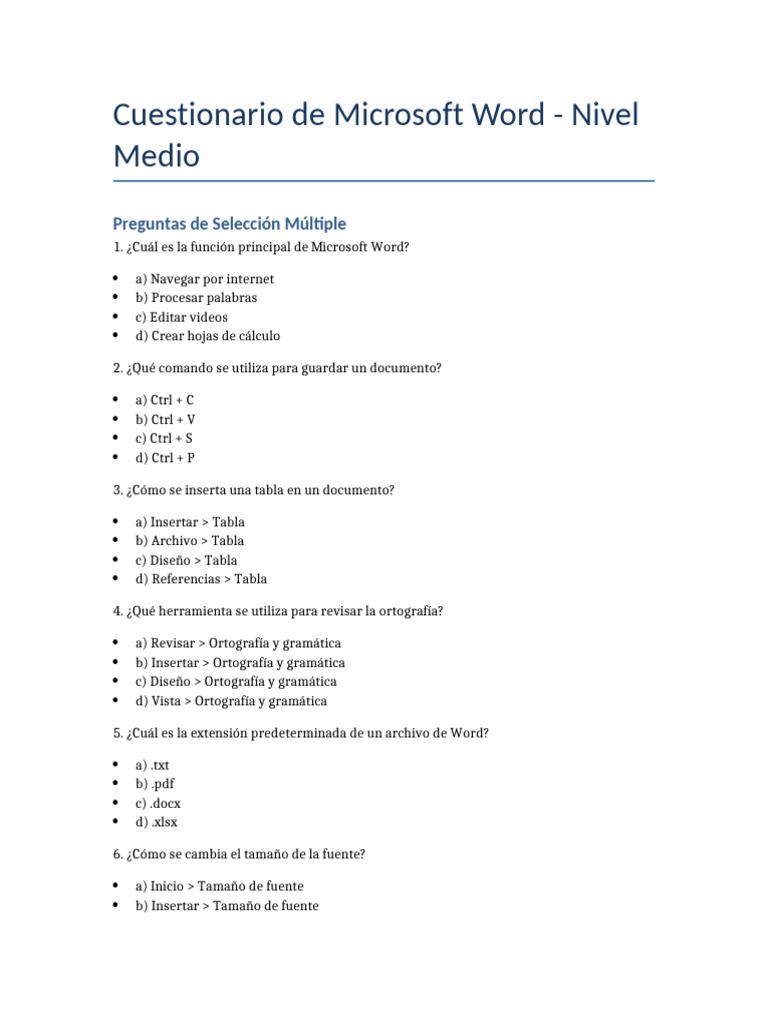 Cuestionario_Microsoft_Word | PDF | Microsoft Word | Microsoft Cuestionario_Microsoft_Word | PDF | Microsoft Word | Microsoft