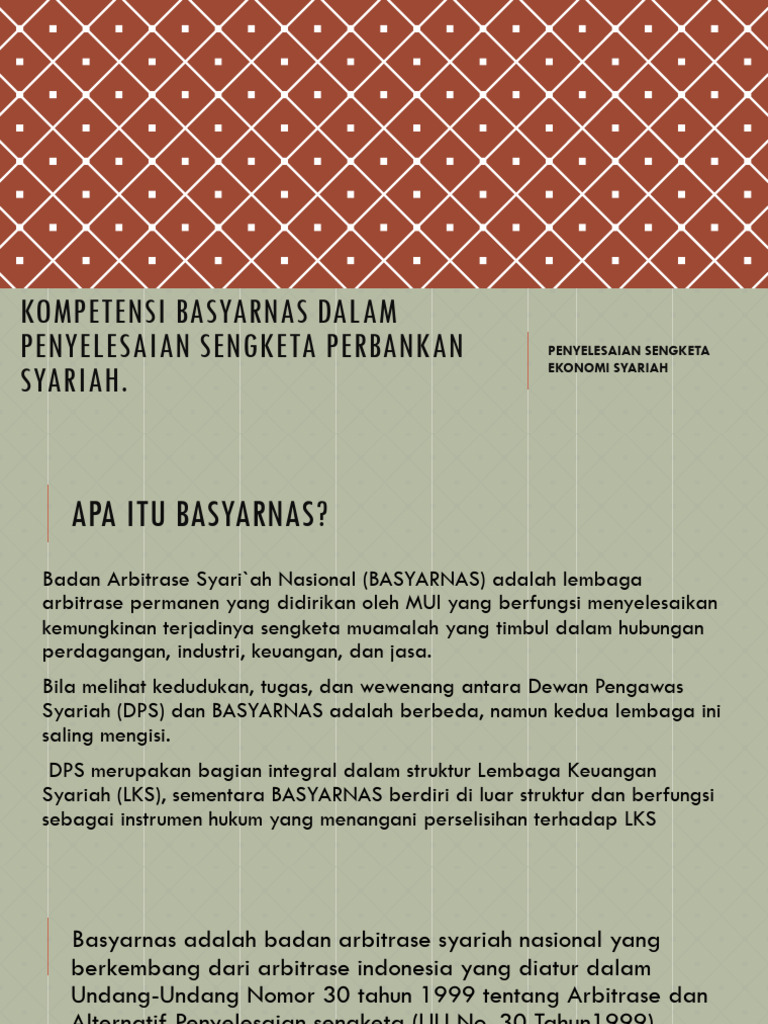 Kompetensi Basyarnas Dalam Penyelesaian Sengketa Perbankan Syariah ...