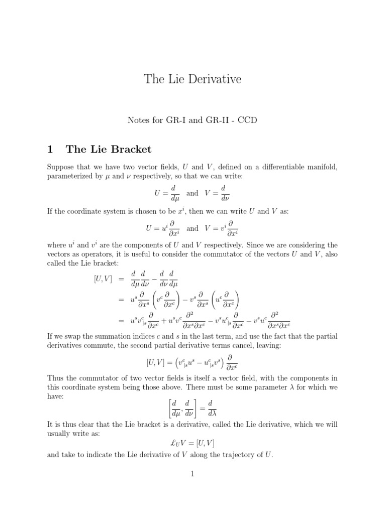 Lie Derivative | PDF | Tensor | Vector Space