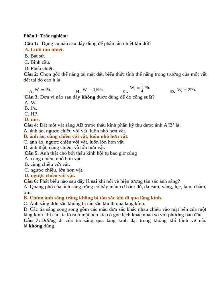 Bo de On Tap HK1 KHTN 9 KNTT | PDF