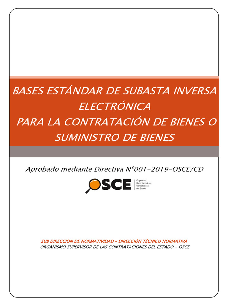 Bases Estándar de Subasta Inversa Electrónica para La Contratación de Bienes O Suministro de ...