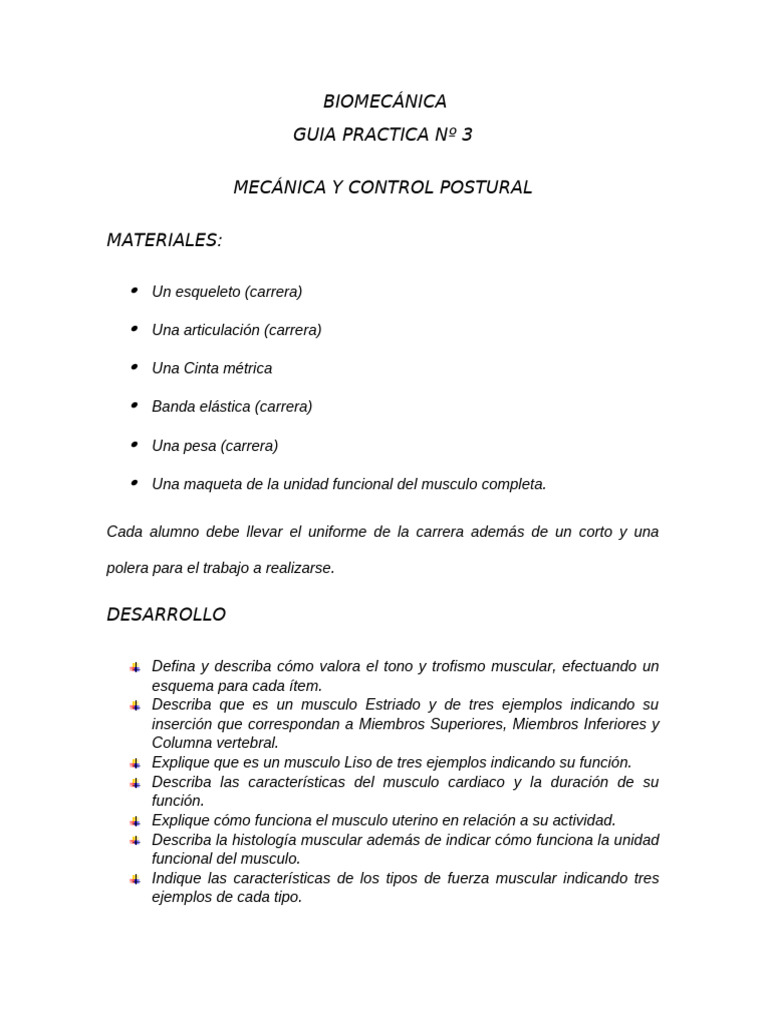 GUIA Nº 3 MECÁNICA Y CONTROL POSTURAL | PDF | Articulación | Músculo