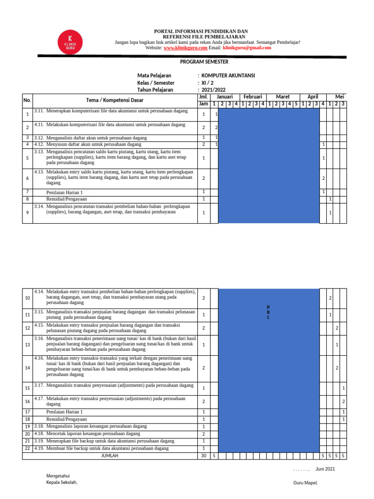 Komputer Akuntansi Xi - Promes 2 2021-2022 | PDF
