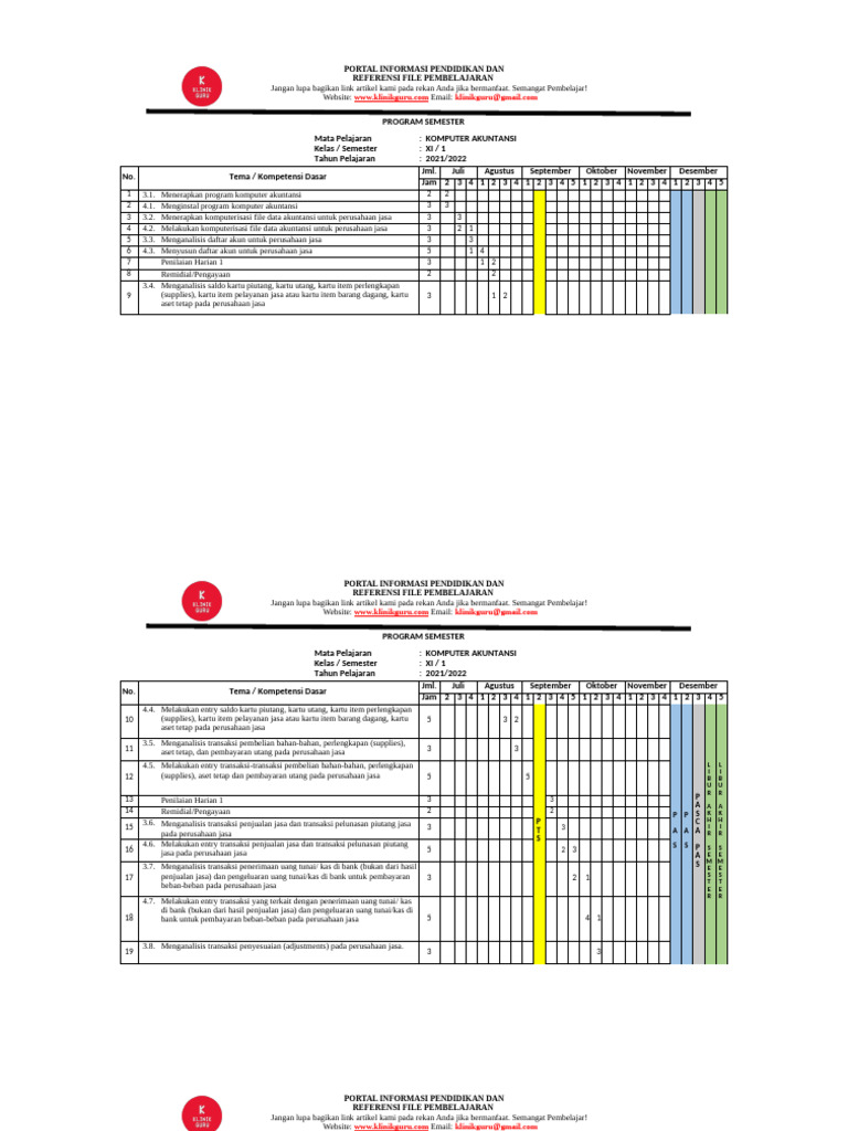 Komputer Akuntansi Xi - Promes 1 2021-2022 | PDF
