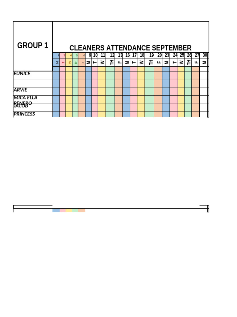 September Cleaners Attendance Report | PDF