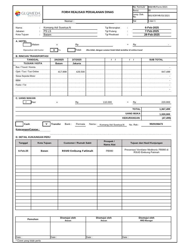 Form Realisasi Batam | PDF