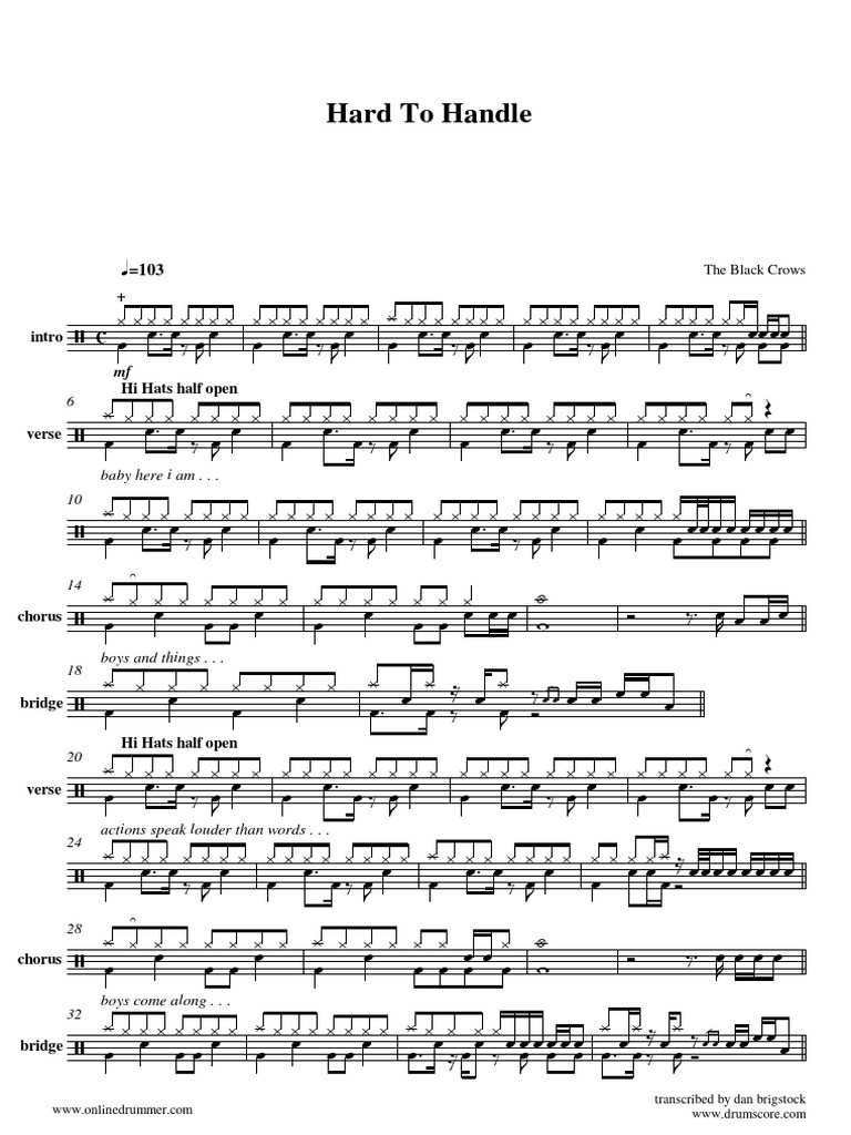 Hard to Handle: Sheet Music & Lyrics | PDF | Songs | Recorded Music