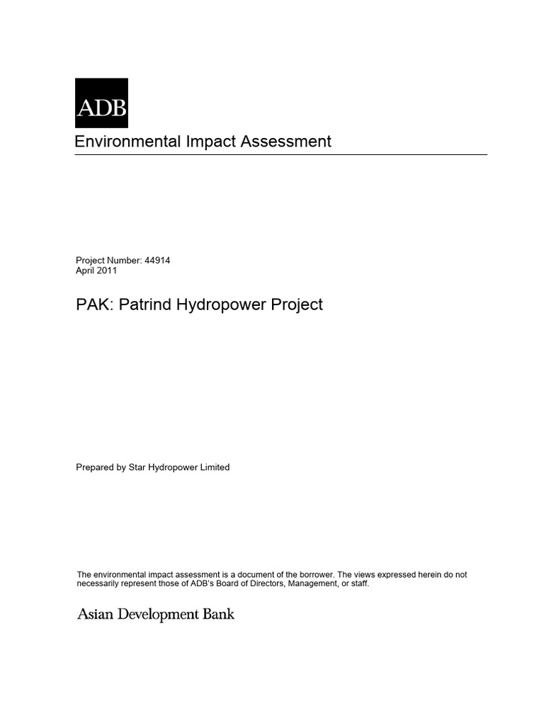 Patrind Hydropower Project EIA Report | PDF | Hydroelectricity | Dam