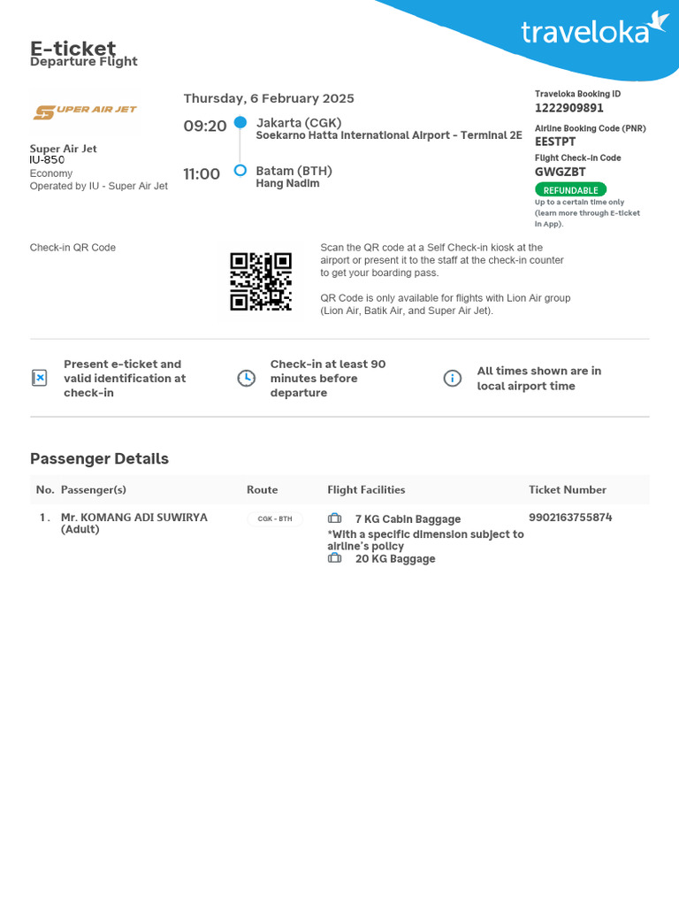 FLIGHT#1-susilawati susilawati-CGK-GWGZBT-BTH-FLIGHT_ORIGINATING | PDF | Civil Aviation | Airlines