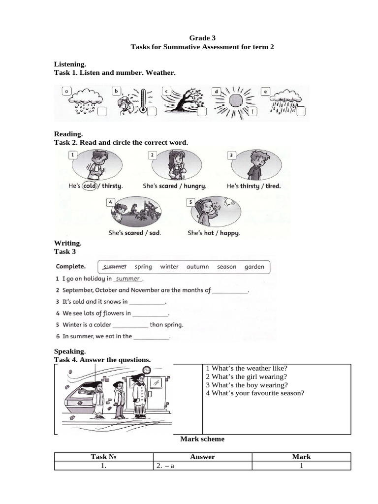 Grade 3 Term 2 Assessment Tasks | PDF