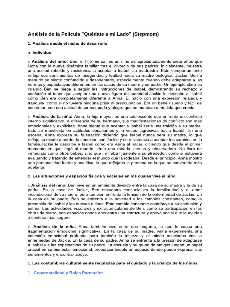 Análisis de la Película _Quédate a mi Lado_ (Stepmom) | PDF | Las emociones | Adultos