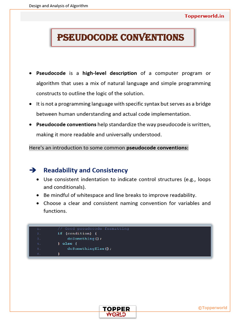 Pseudocode-Conventions 05 | PDF | Control Flow | Computer Programming