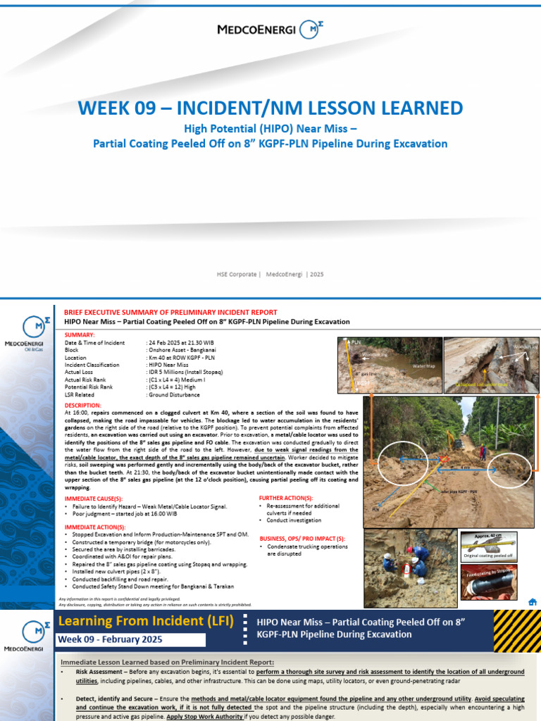 Week 09 Incident or NM Lesson Learned From Incident - Excavation ...