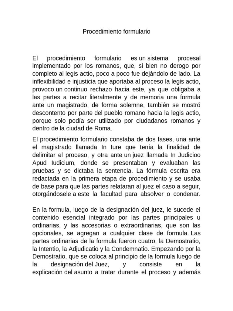 Procedimiento formulario | PDF | Ley procesal | Juez