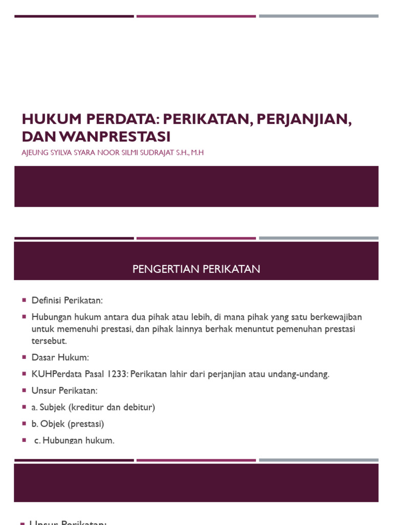 Hukum Perdata Perjanjian dan Perikatan | PDF