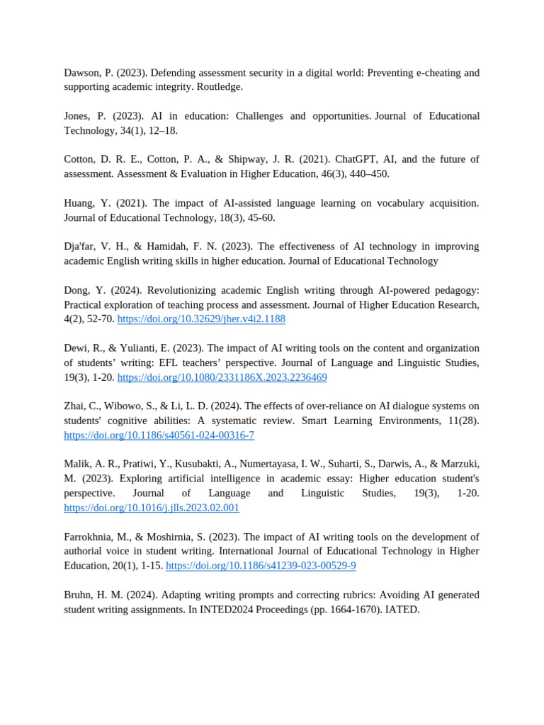 final references | PDF | Educational Technology | Artificial Intelligence