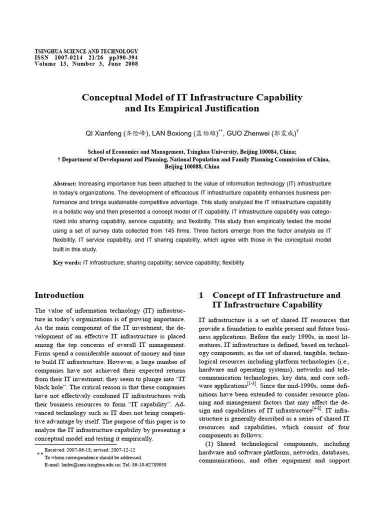 Conceptual Model of IT Infrastructure Capability and Its Empirical ...