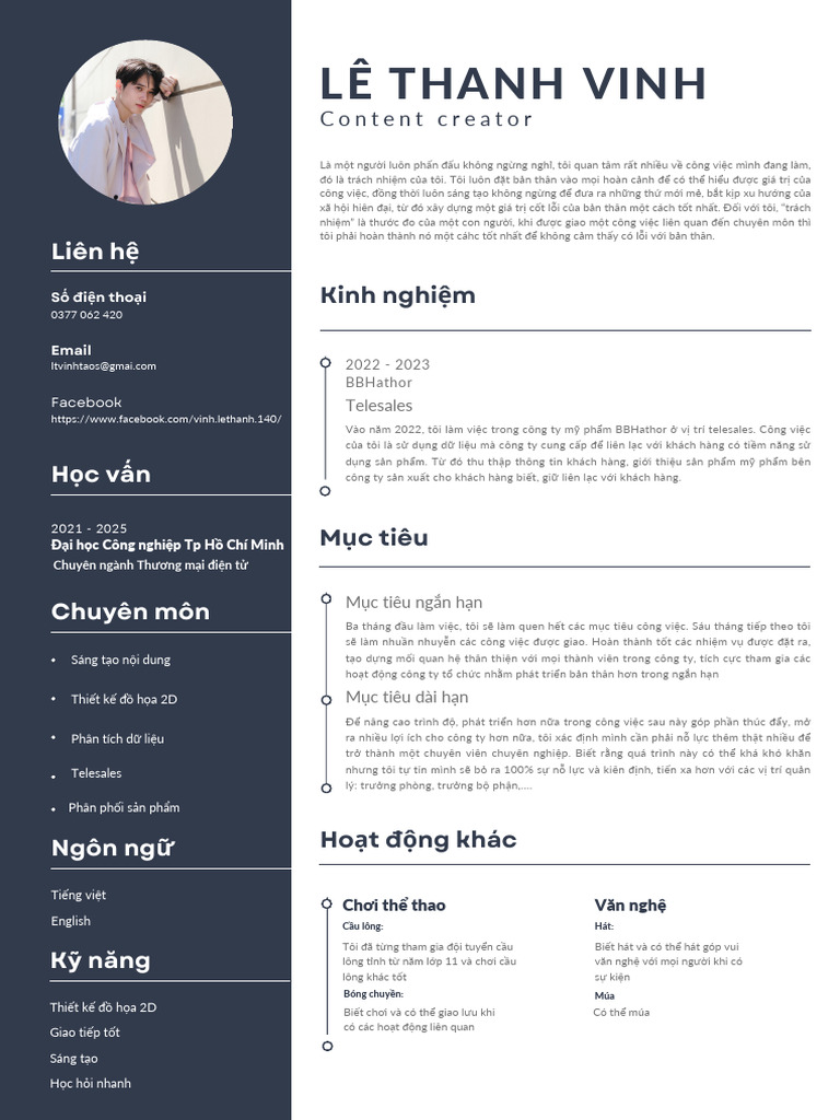 CV Lê Thanh Vinh | PDF