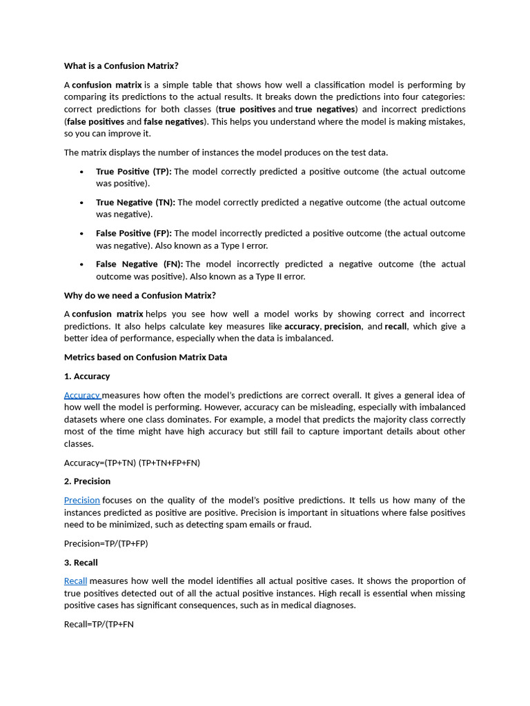Understanding Confusion Matrix Basics | PDF | Accuracy And Precision ...