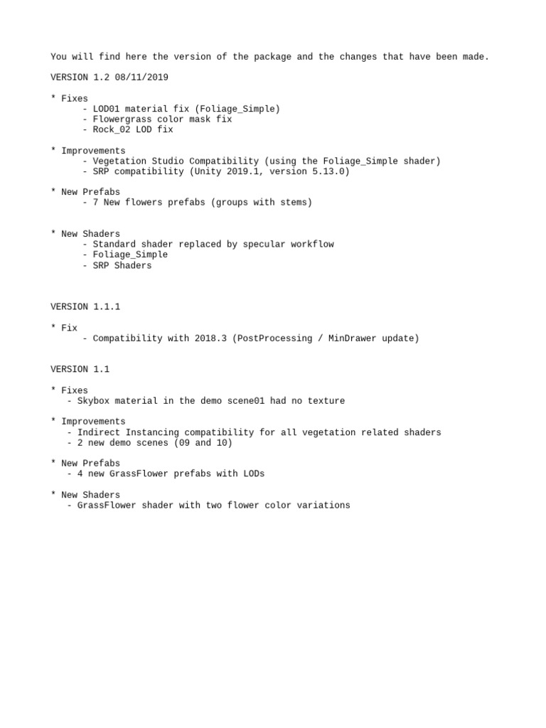 Package Version Updates and Fixes | PDF