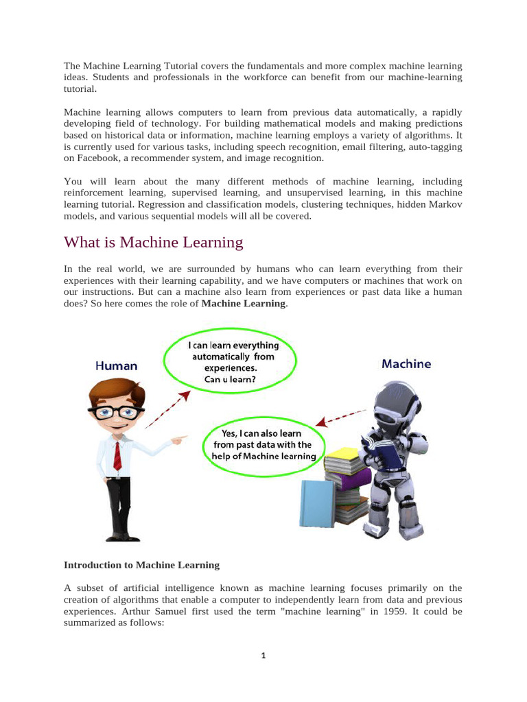 MACHINE LEARNING | PDF | Machine Learning | Artificial Intelligence