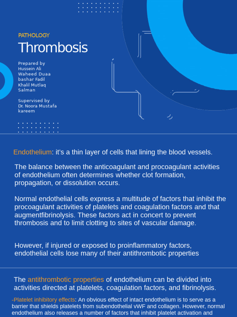 Understanding Thrombosis and Endothelial Function | PDF | Thrombosis ...